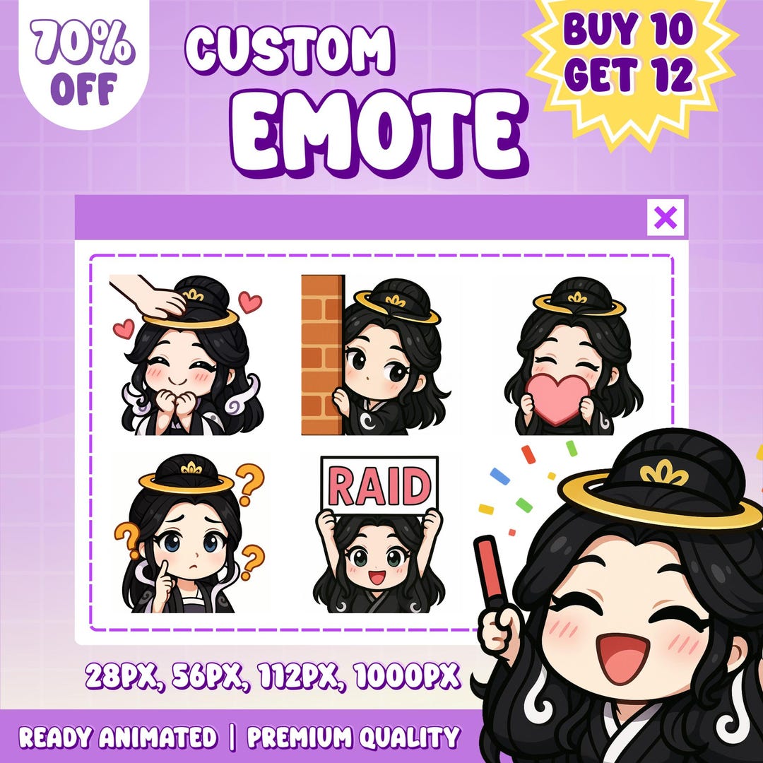 Cute Custom Twitch Emotes Animated: Custom Emotes, Kawaii Stream Icons ...