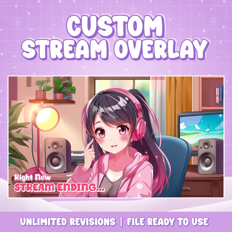 Custom Animated Stream Overlay: Chibi Design for Twitch, Youtube, OBS ...