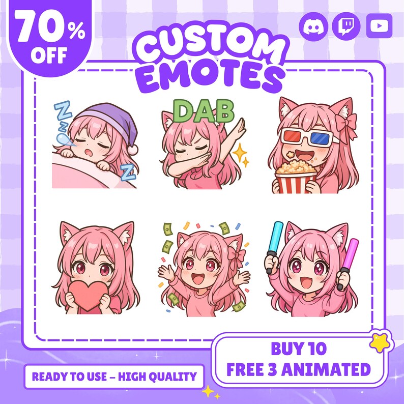 Custom Twitch Emotes: Chibi Anime Style Emotes for Streamers - Etsy