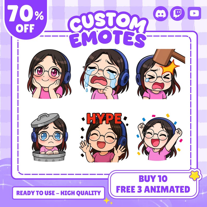 Custom Twitch Emotes: Chibi Anime Style Emotes for Streamers - Etsy