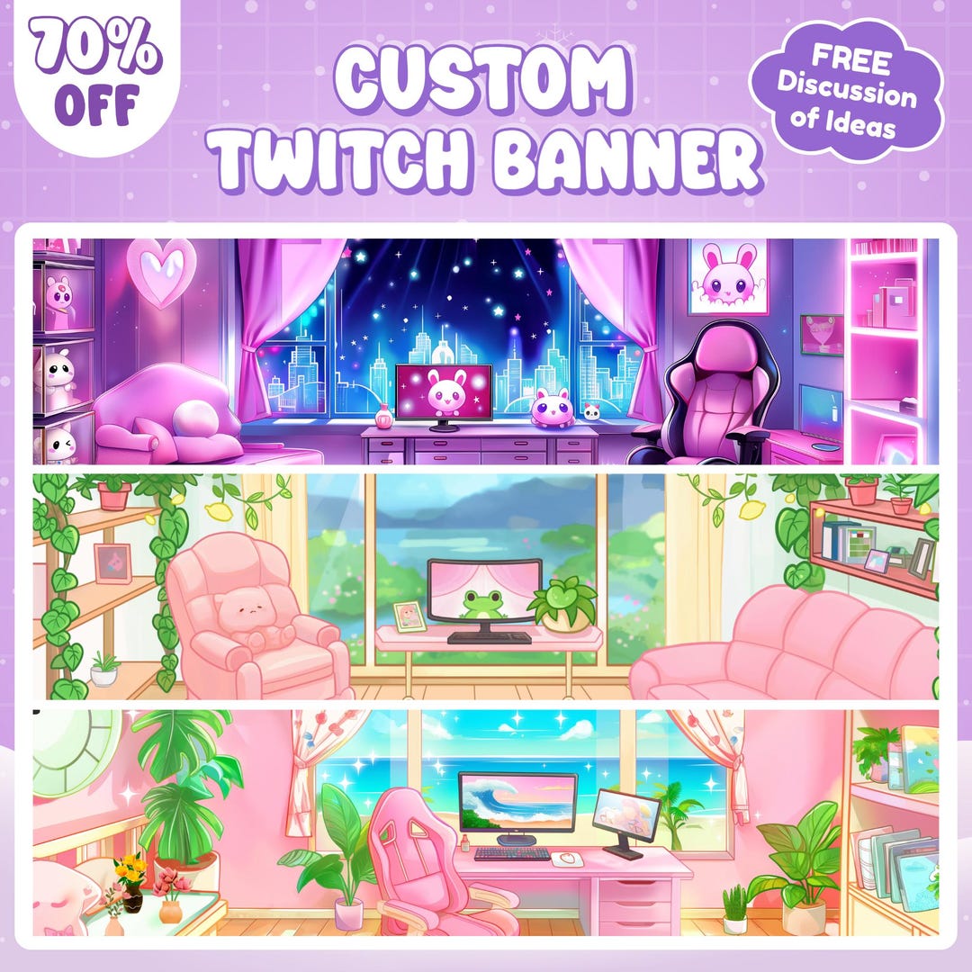 Custom Chibi Anime Twitch Banner Design: Personalized Streaming Art ...