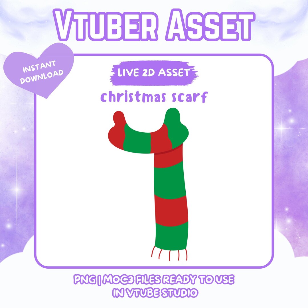 Vtuber Asset Rigged Santa Scarf or Christmas Scarf Vtuber Prop Vtuber ...