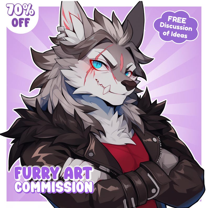 Custom Furry Art | Fursona Headshot Icon | Furry PFP | Custom Fursona ...