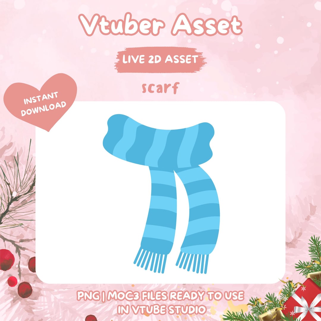 Vtuber Asset | Rigged Santa Scarf or Christmas Scarf | Vtuber Prop ...