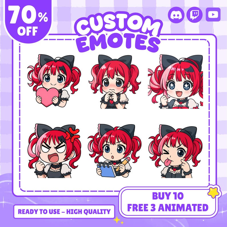 Custom Twitch Emotes: Chibi Anime Style Emotes for Streamers - Etsy