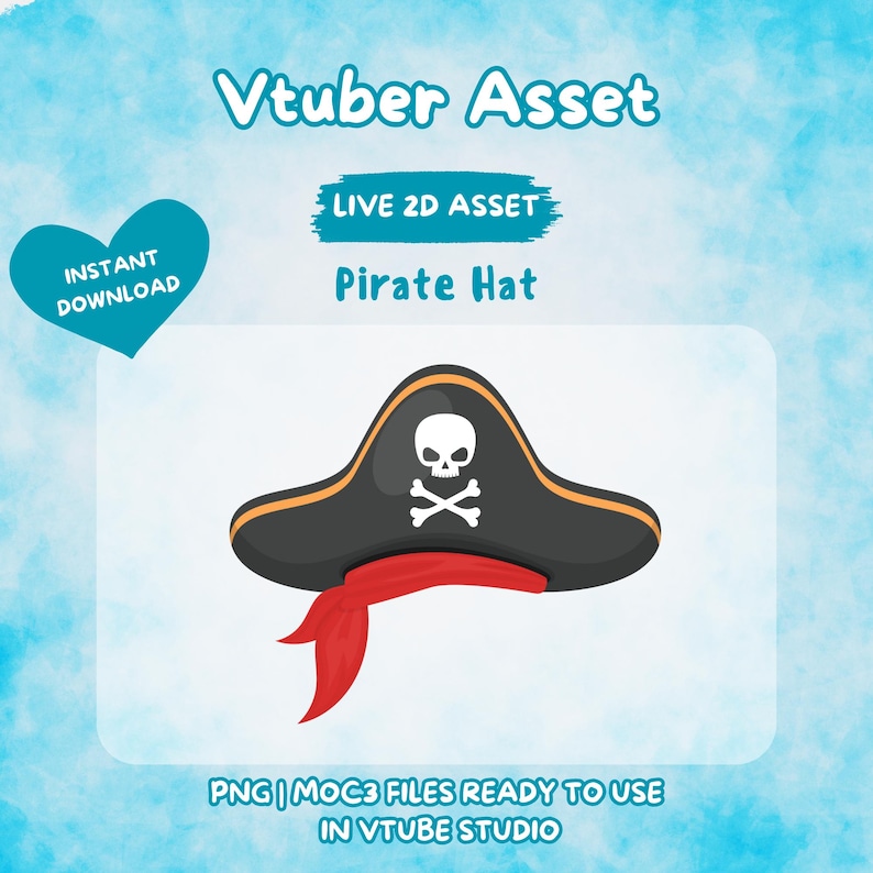 Vtuber Asset | Rigged Pirate Hat or Pirate Beach Hat, Premade Assets ...