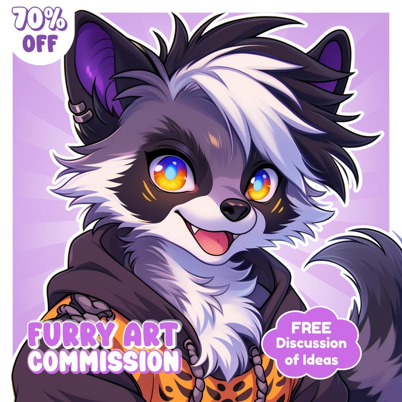 Custom Furry Art Character Illustration in Detailed Digital Style - Etsy