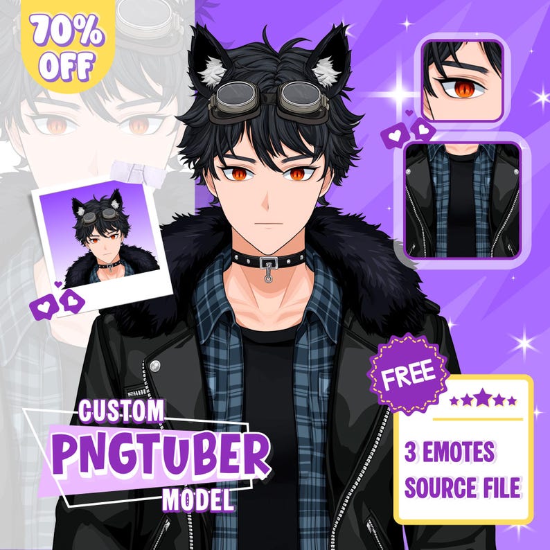 Custom Pngtuber Model: Anime Style PNG Avatar for Streaming - Etsy