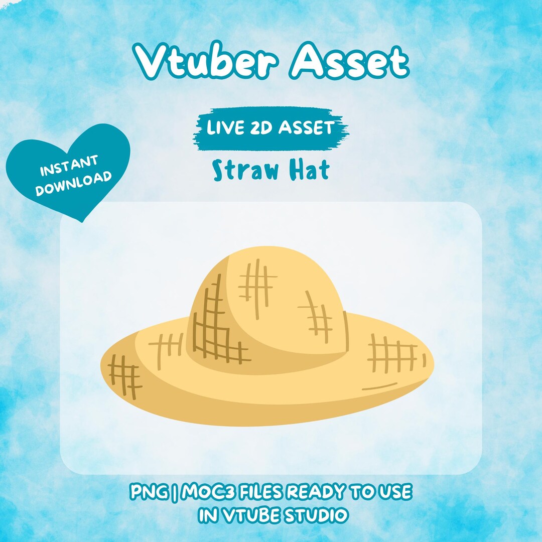 Vtuber Asset | Rigged Straw Hat, Premade Assets, Vtuber, Vtuber Prop ...