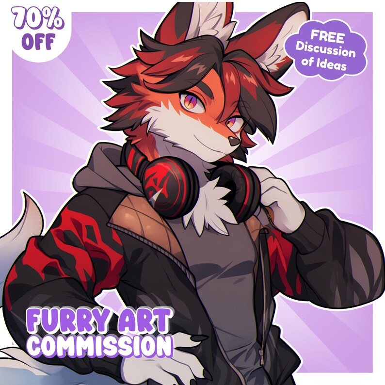 Custom Furry Art | Fursona Headshot Icon | Furry PFP | Custom Fursona ...