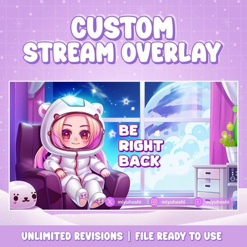 Custom Animated Stream Overlay: Chibi Design for Twitch, Youtube, OBS ...