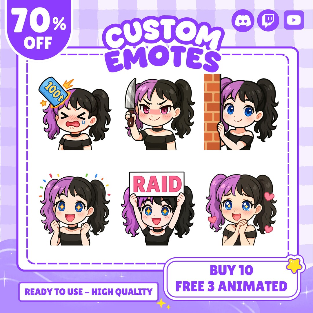 Custom Twitch Emotes: Chibi Anime Style Emotes for Streamers - Etsy