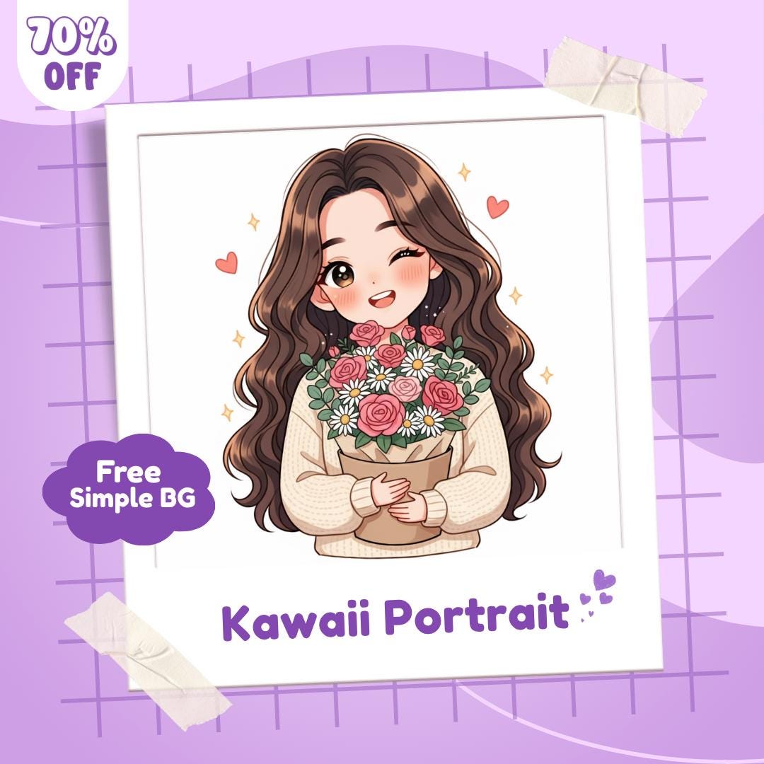 Custom Couple Cute Kawaii Portrait From Photo: Personalized Cartoon ...
