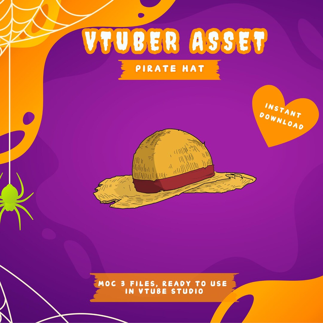 Luffy Straw Hat Vtuber Asset: One Piece Anime Cosplay Prop (live2d ...