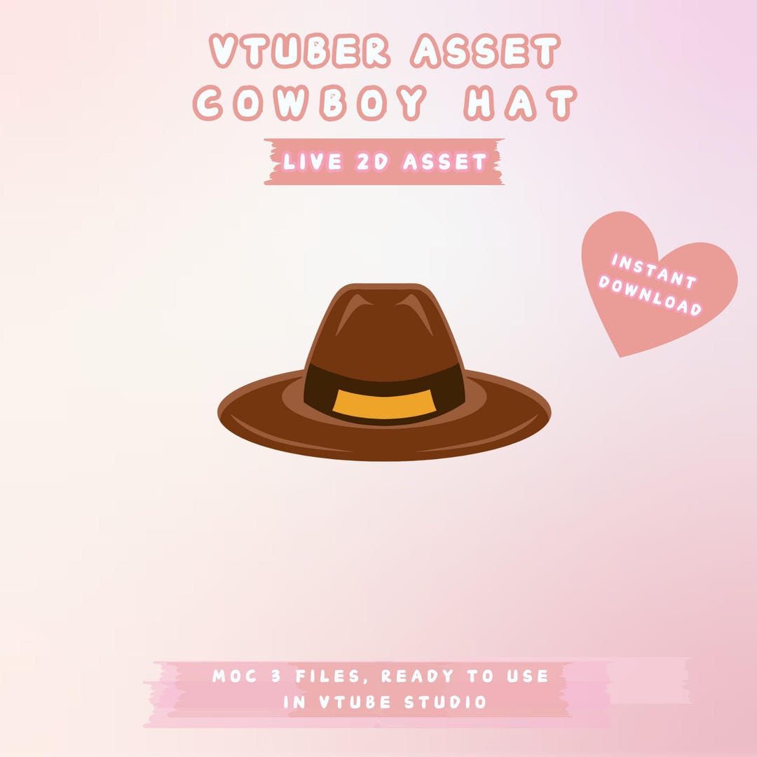 Vtuber Asset Vtuber Cowboy Hat, Premade Assets, Hat Assets, Animated ...