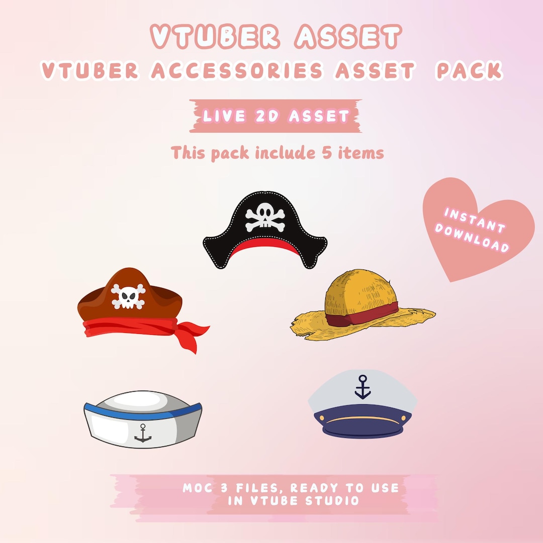 Vtuber Hat Asset Pack: Pirate & Sailor Hats - Live2d Ready - Etsy