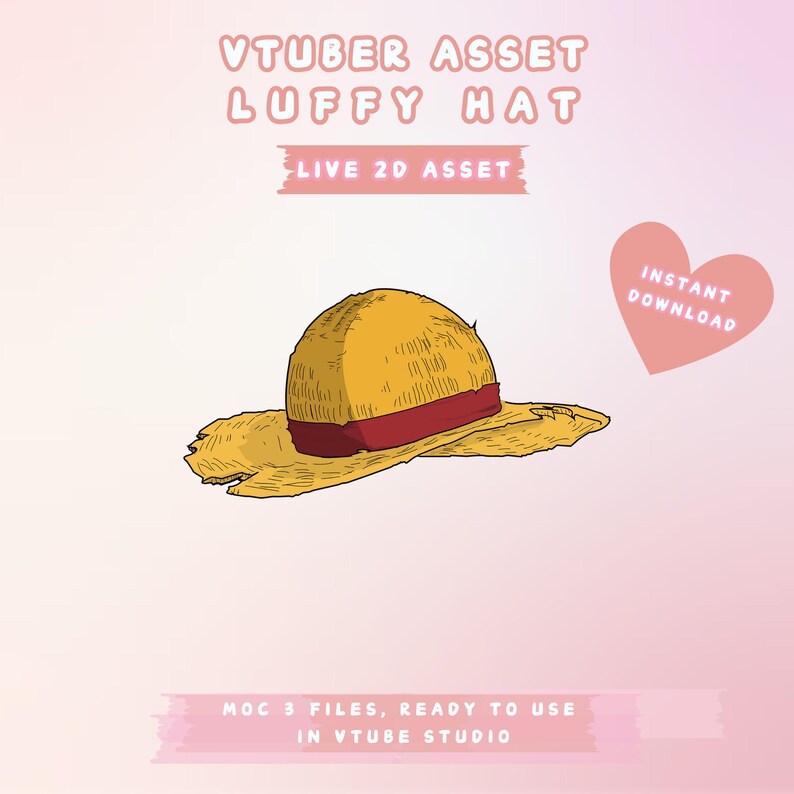 Vtuber Asset | Luffy One Piece Straw Hat, Anime Accessory, Vtuber Prop ...