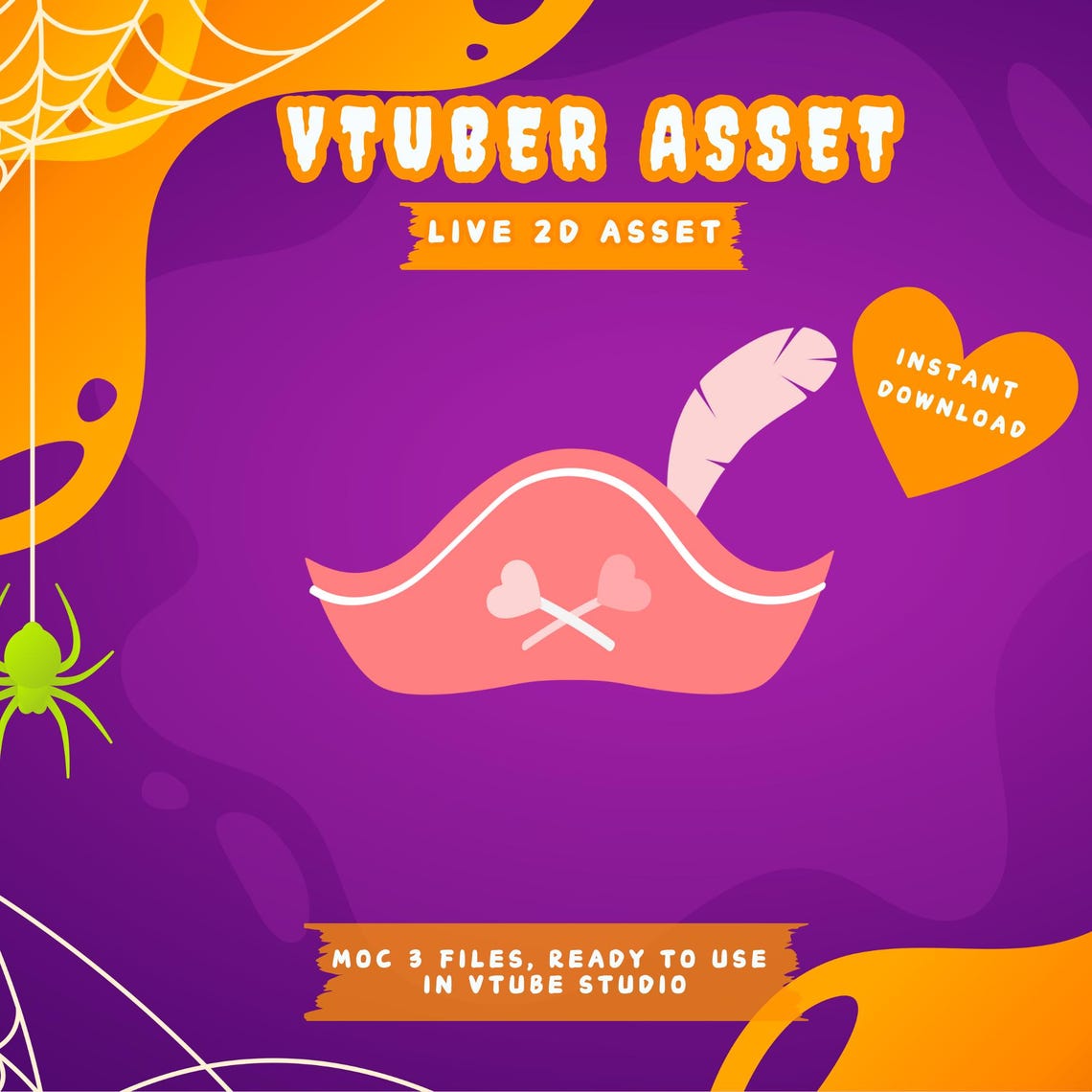 Vtuber Asset | Vtuber Pirate Hat, Premade Assets, Hat Assets, Animated ...