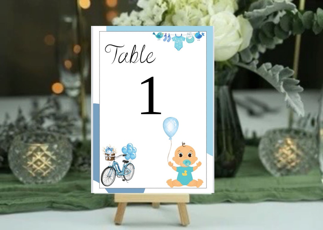 Table Numbers Printable Event Cards Decor Party Accessories Baby Boy ...