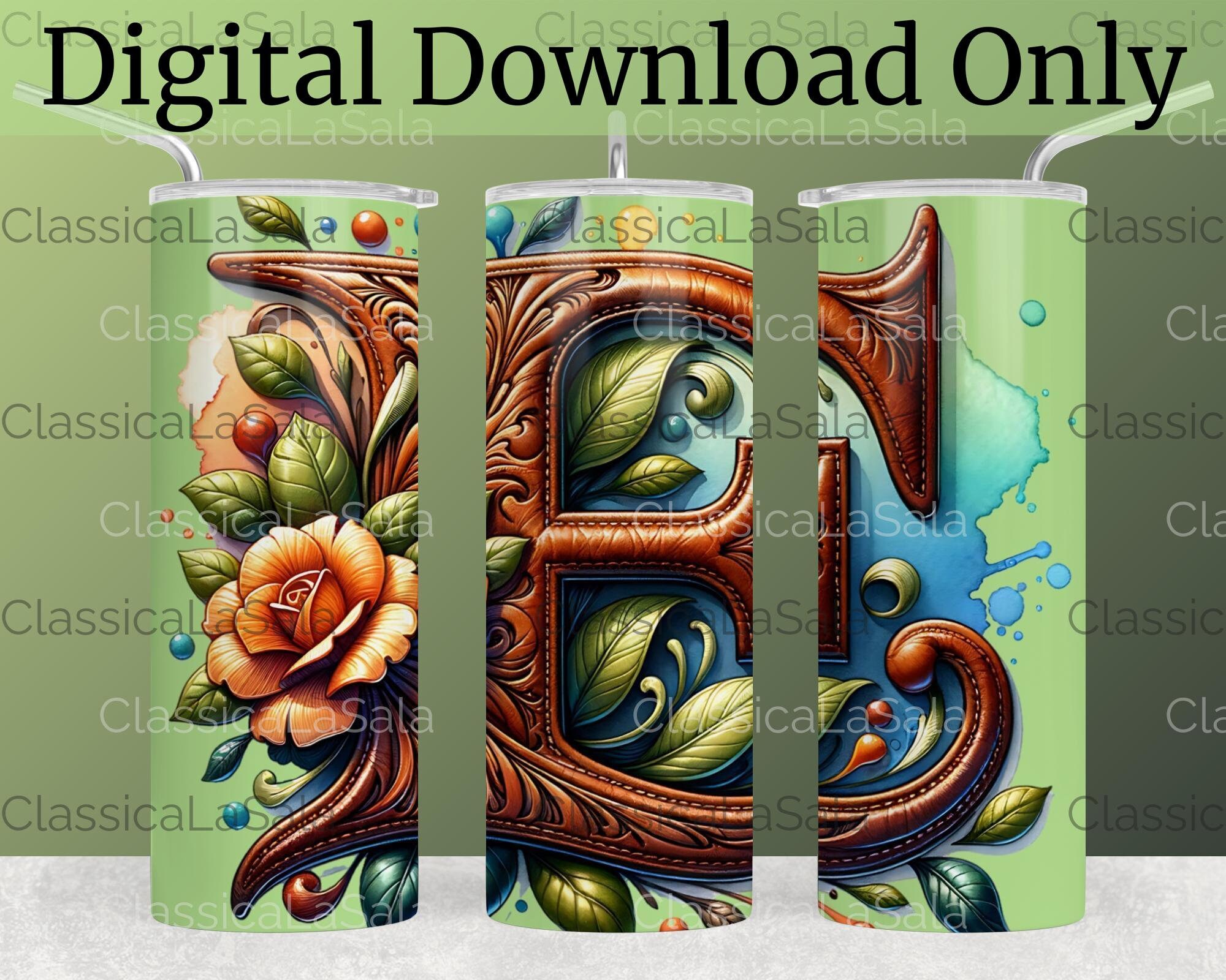 Tooled Leather Look Calligraphy Style Letters A Through I for ...