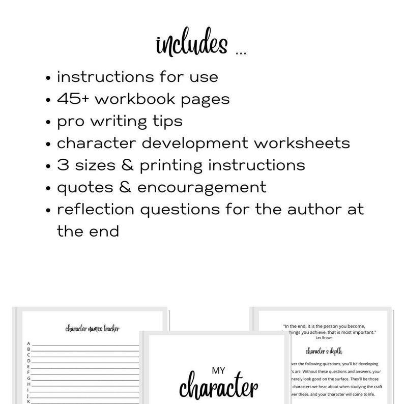 Character Development Workbook - Character Sheets - Author Resources ...