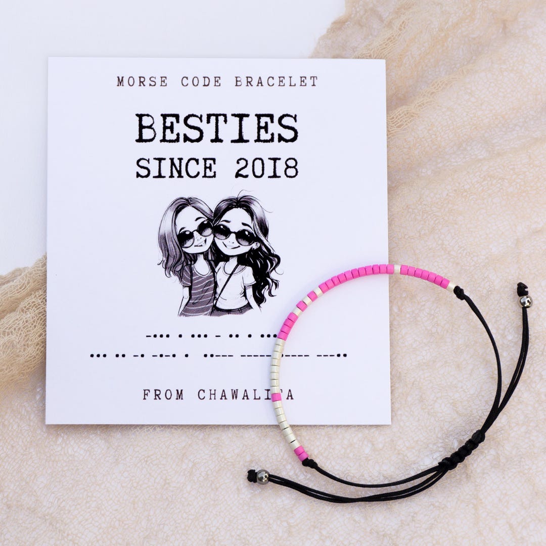 Personalized Besties Since Morse Code Bracelet, Custom Best Friend Gift ...