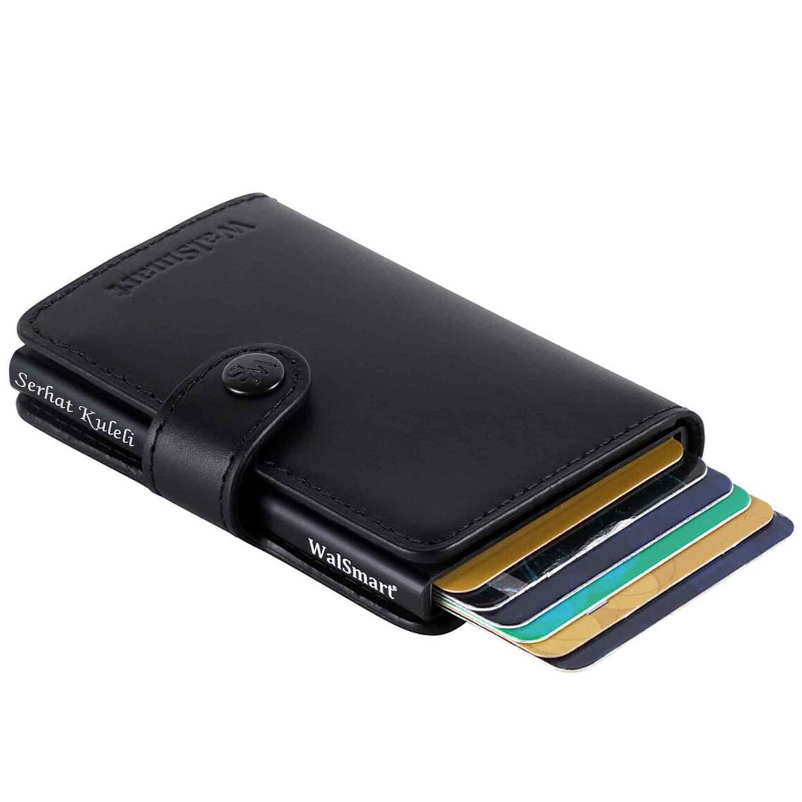 Mini Smart Mechanism Wallet With RFID Blocking Men's & Women's Leather ...