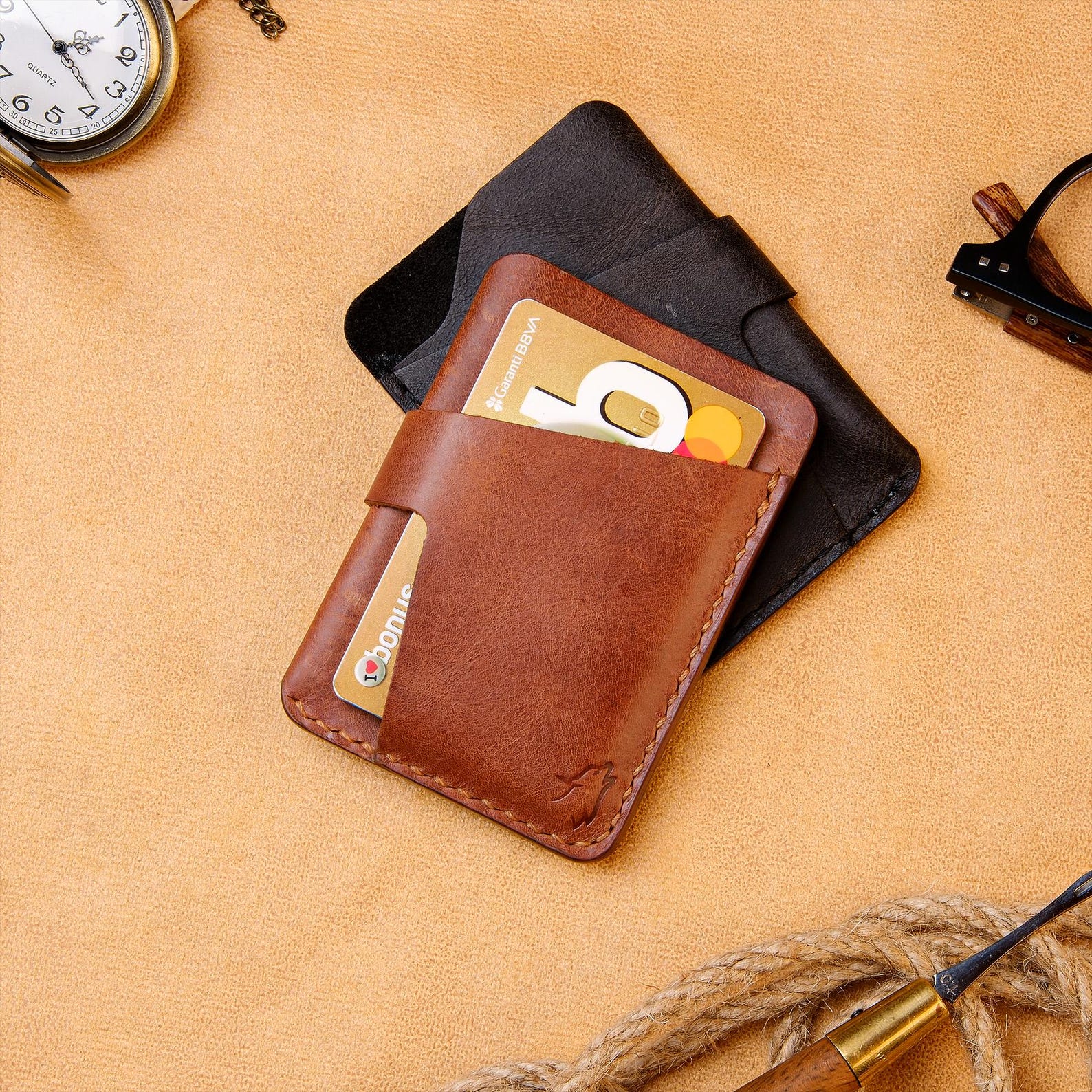 Personalized Handmade Leather Mens Wallet, Gift for Anniversary ...