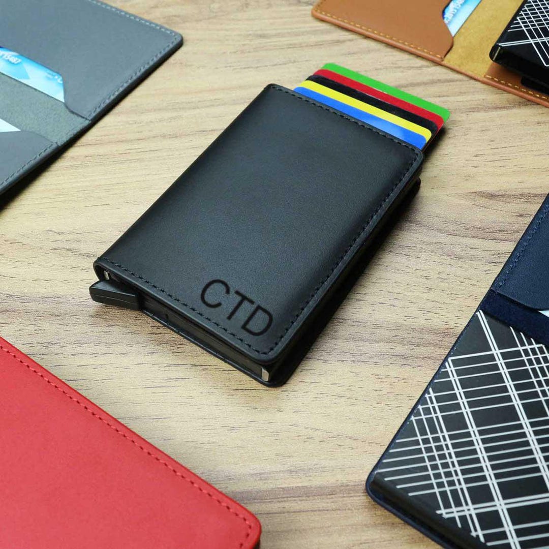 Personalized Minimalist Slim Pop up Genuine Leather Wallet. Custom ...