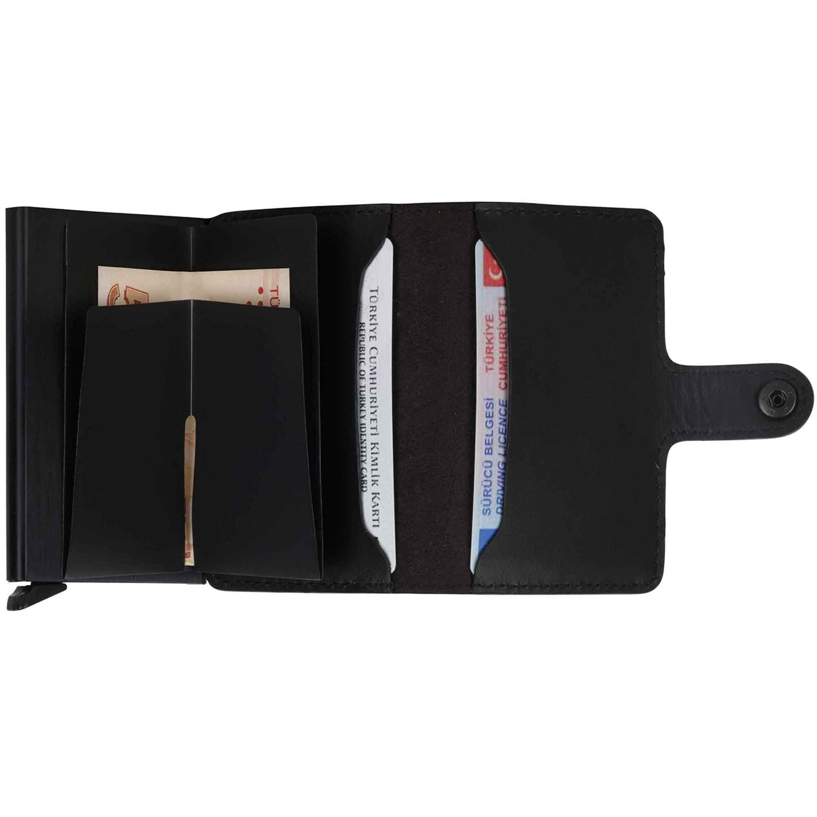 Mini Smart Mechanism Wallet With RFID Blocking Men's & Women's Leather ...