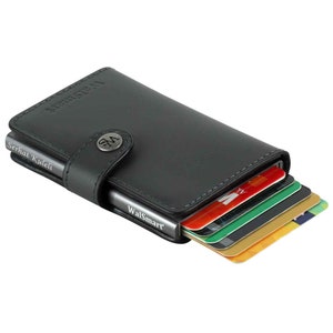 Mini Smart Mechanism Wallet With RFID Blocking Men's & Women's Leather ...