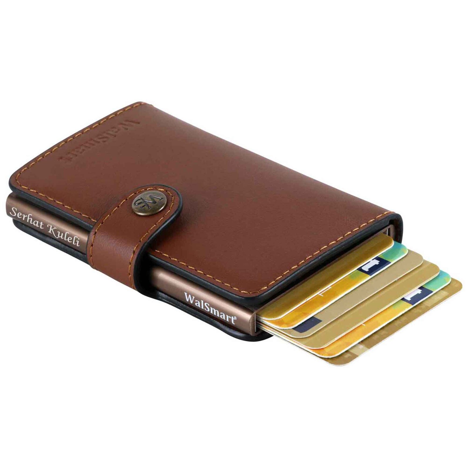 Mini Smart Mechanism Wallet With RFID Blocking Men's & Women's Leather ...