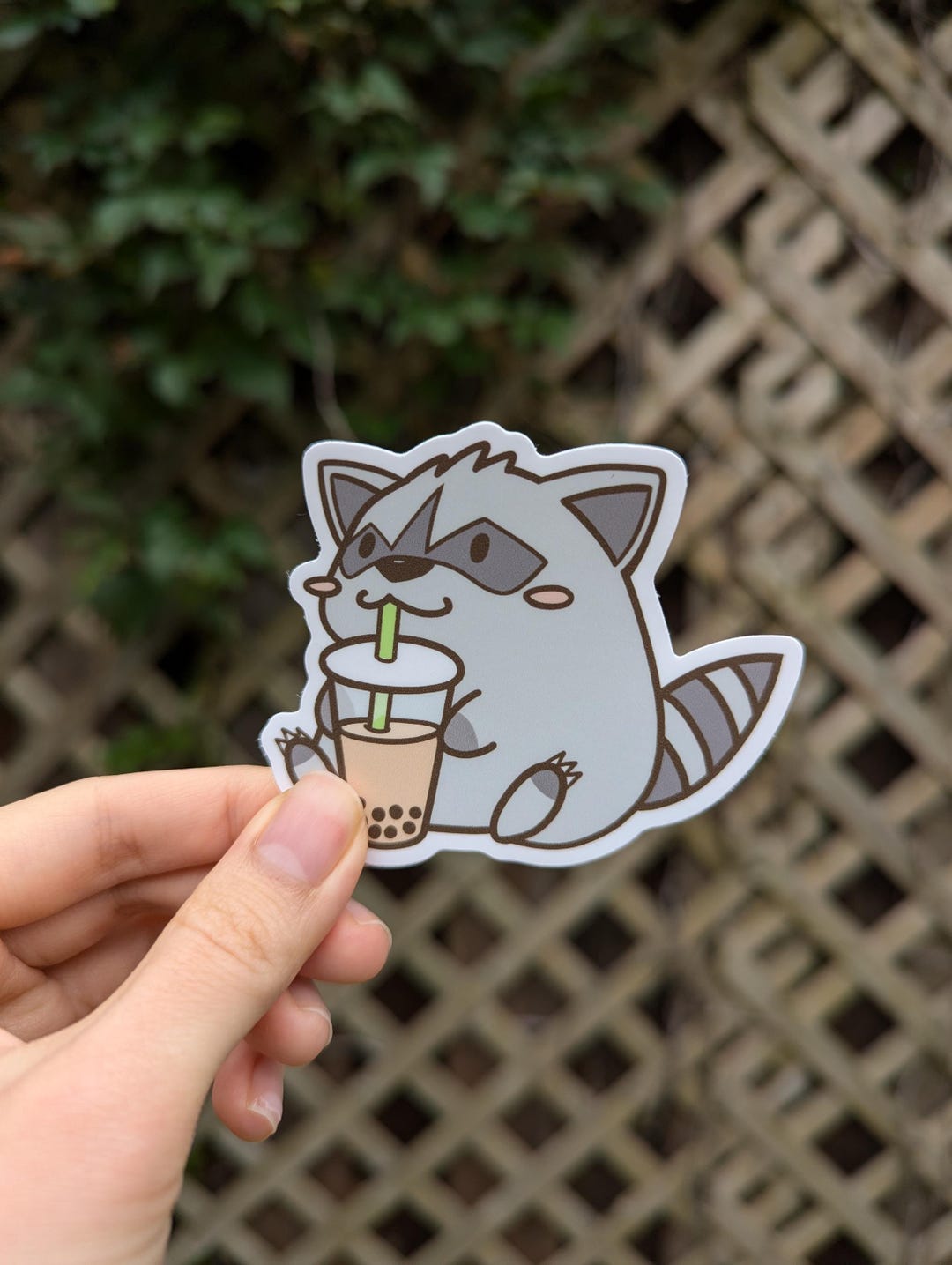 Boba Bubble Tea Roccoon Raccoon Sticker | Cute Raccoon Matte Vinyl Die ...