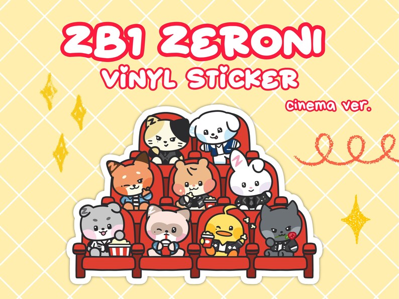 Zerobaseone ZB1 Zeroni Vinyl Sticker Cinema | Binini, Hanini, Yunini ...