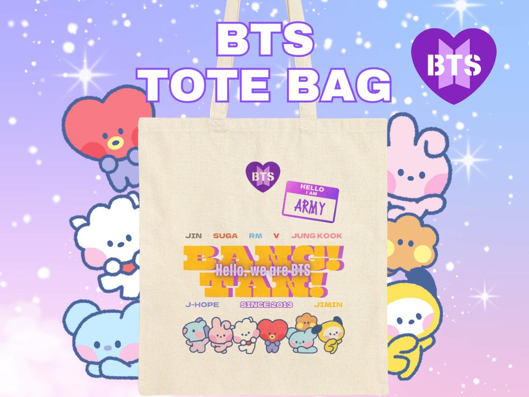 BTS Tote Bag - Cute Gift for Army! Welcome Back, RM and V! BTS Kpop ...