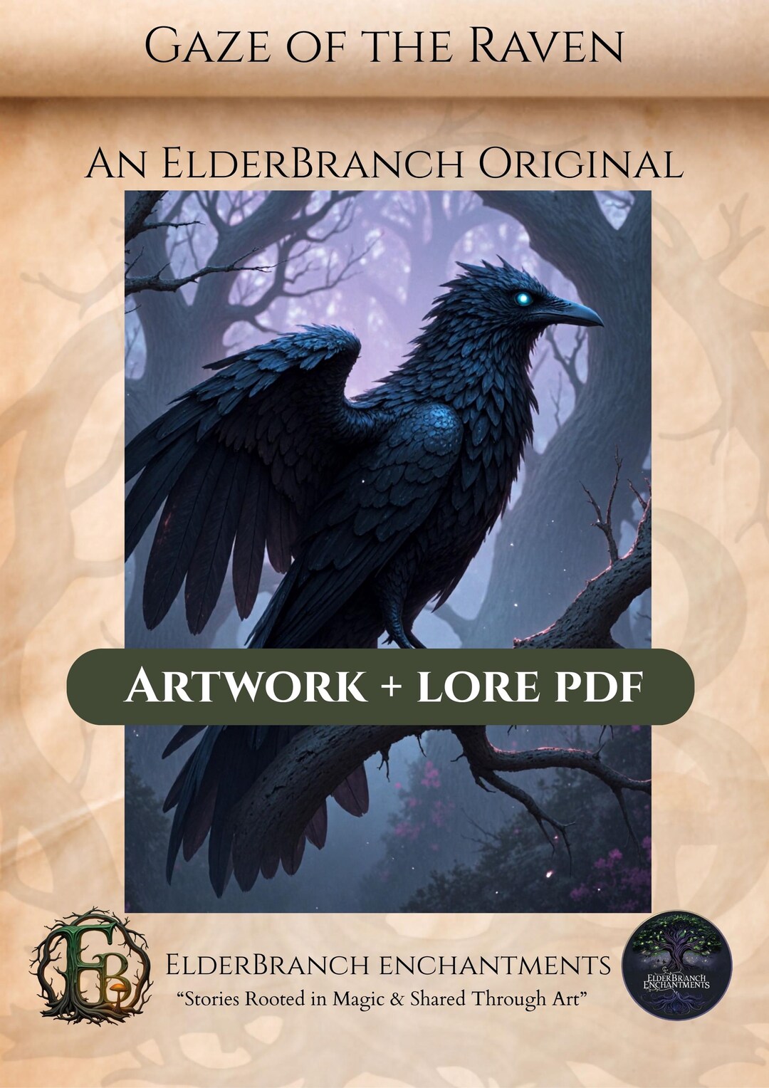 Fantasy Raven Wall Art Printable – Darkwater Raven Digital Art + Lore ...