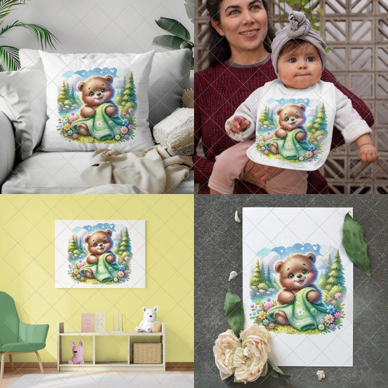 Bear Cub Green Downloadable Printable Images High Quality PNG for ...