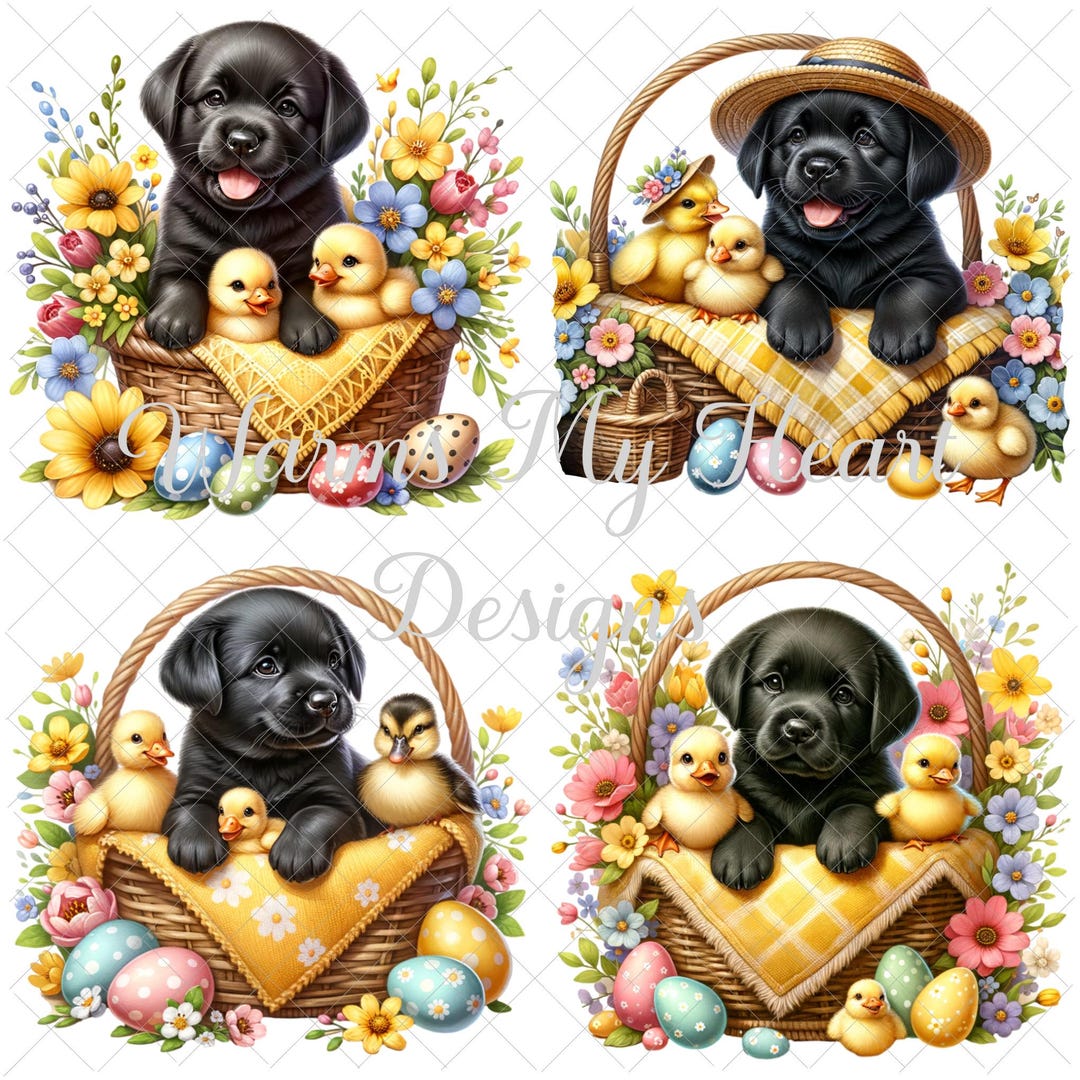 Black Labrador Puppies & Ducks Downloadable Printable Easter Images ...