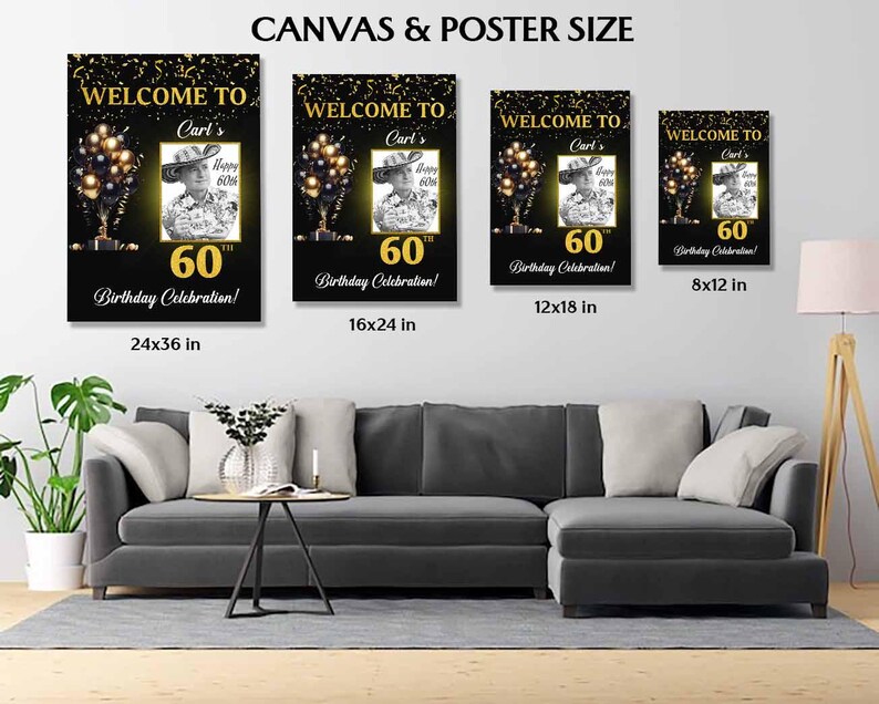 Personalized 60th Birthday Sign With Photo – Custom Welcome Poster for ...