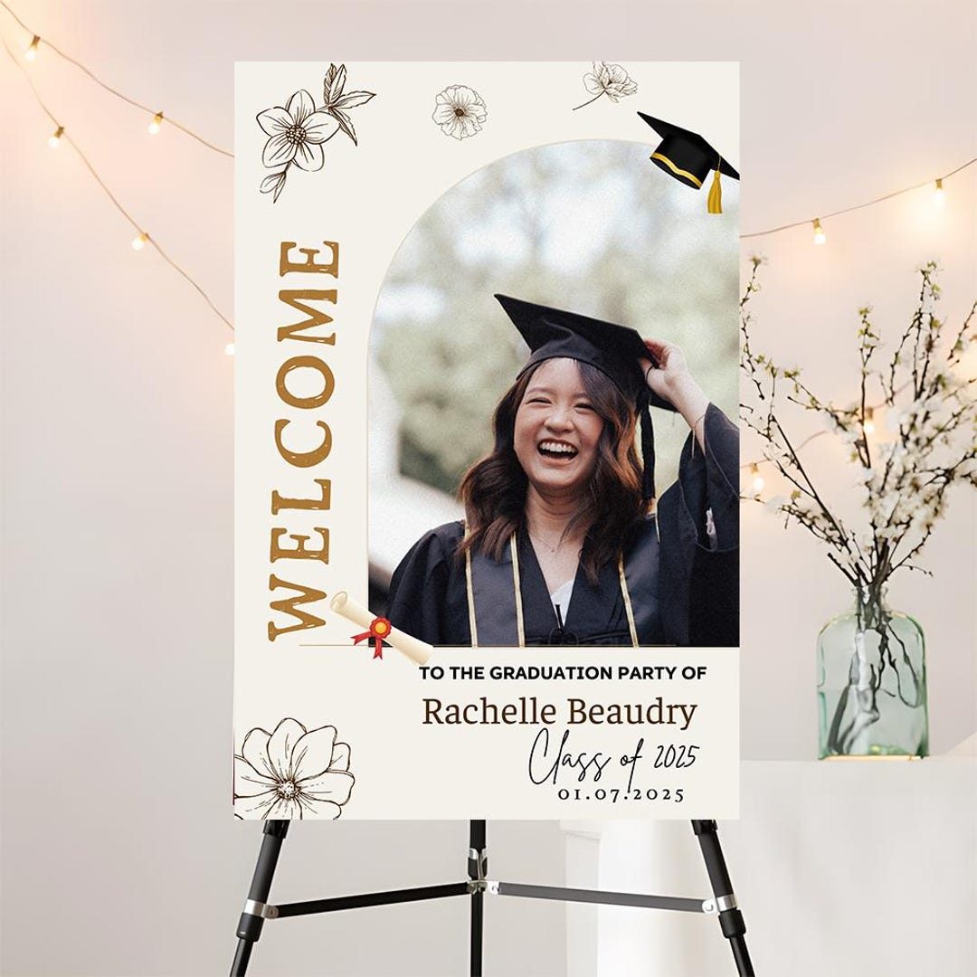 Graduation Welcome Sign Printable, Custom Photo Graduation Poster, Grad ...
