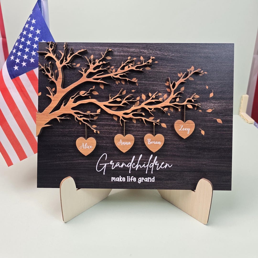 Personalized Family Tree Plaque: Grandparents' Wooden Sign With ...