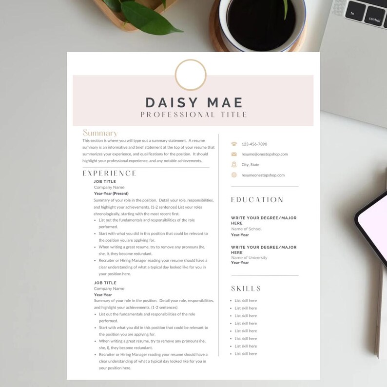 ATS Friendly Resume Template, Simple Resume, Resume Template, Reference ...