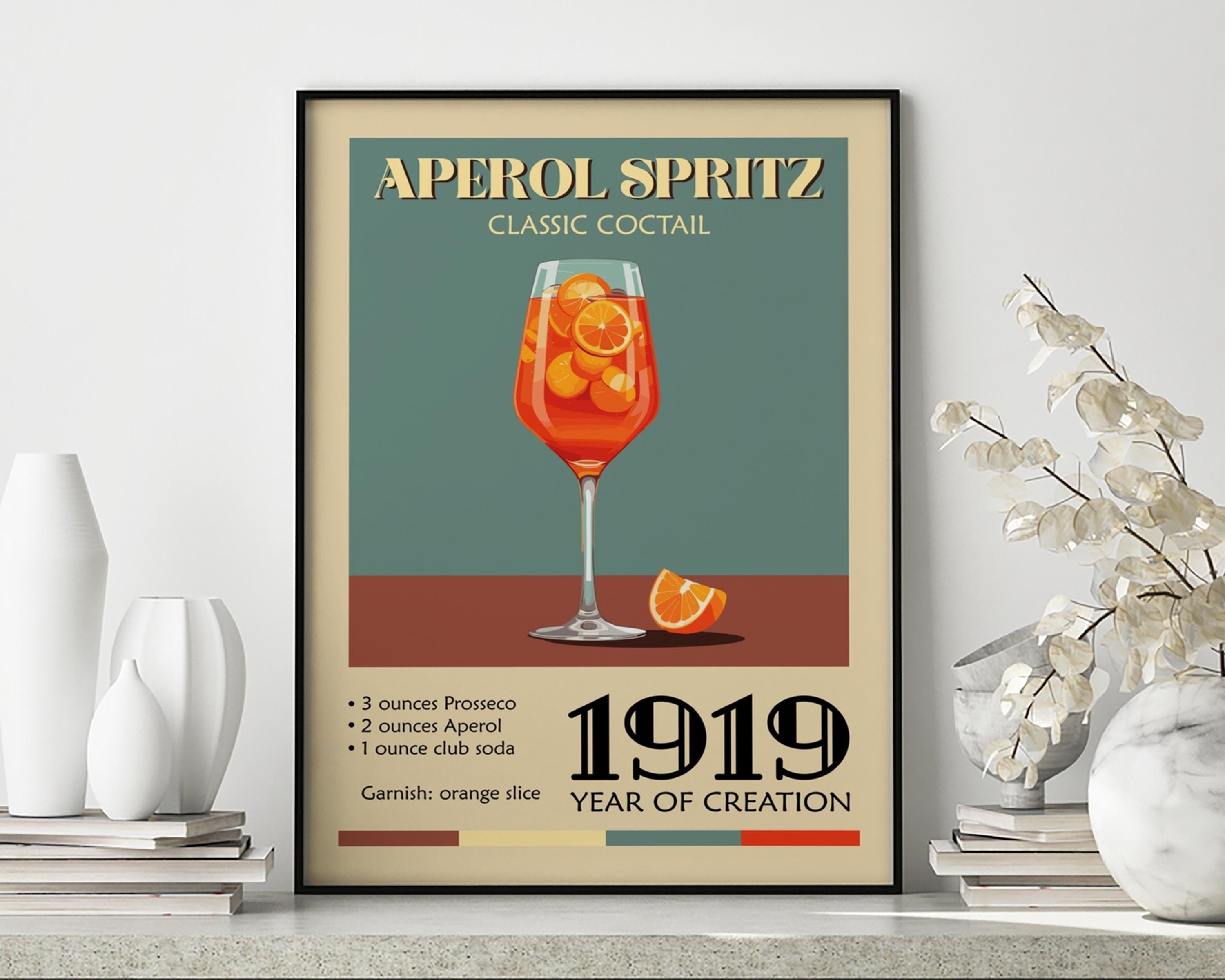 Aperol Spritz Print Retro Cocktail Poster Aperol Spritz Wall Art Trendy ...