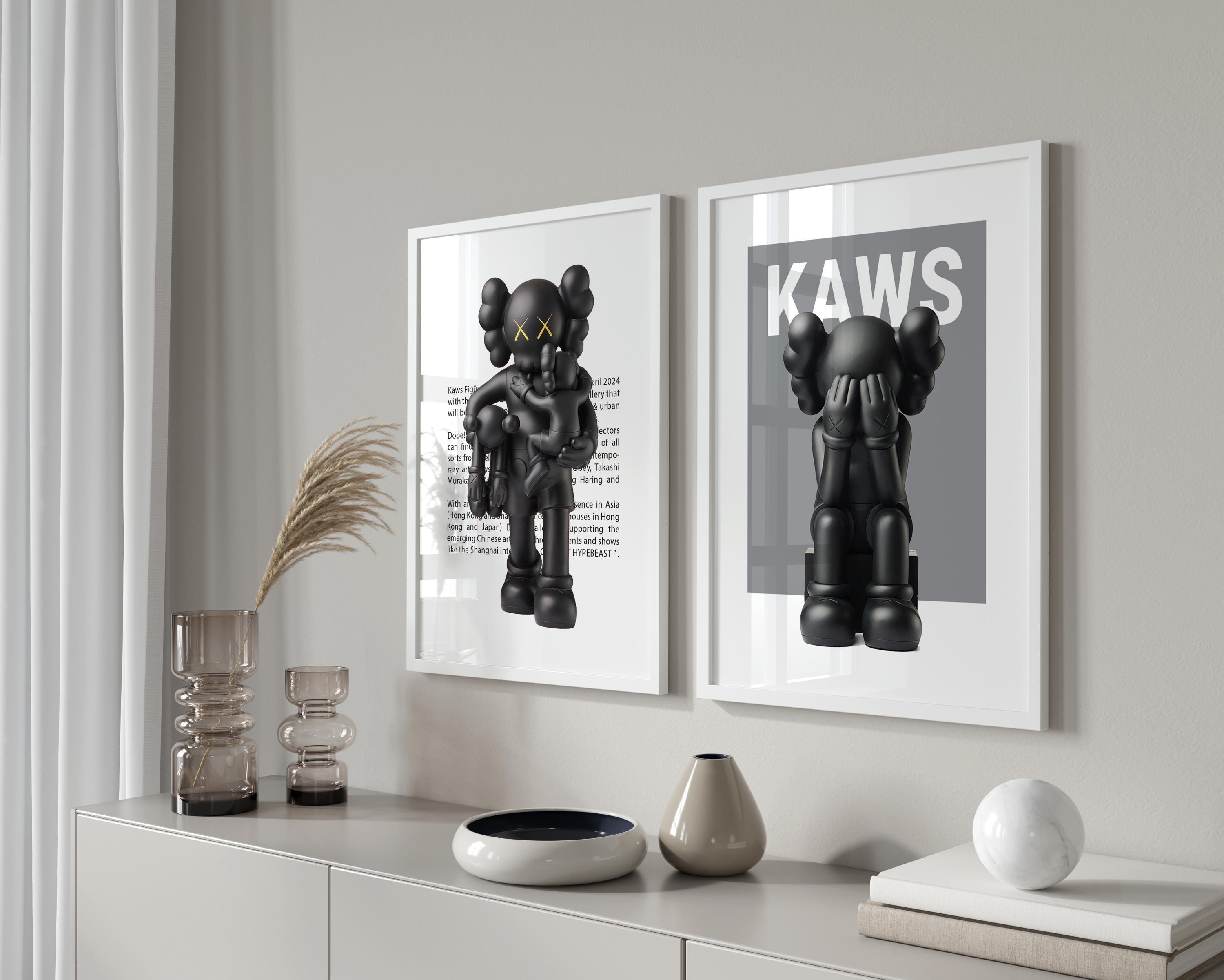 Framed Hypebeast Figure Wall Art, Black Hypeeast Poster Art, Set of 3 ...