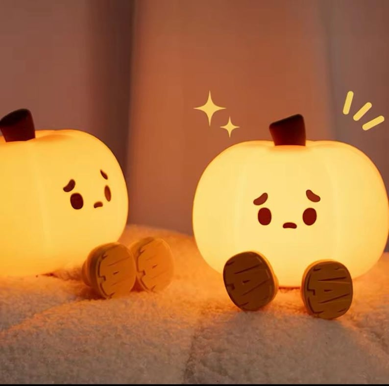 Halloween Pumpkin Night Light Cute Soft Silicone Safe Lamp Decorations ...