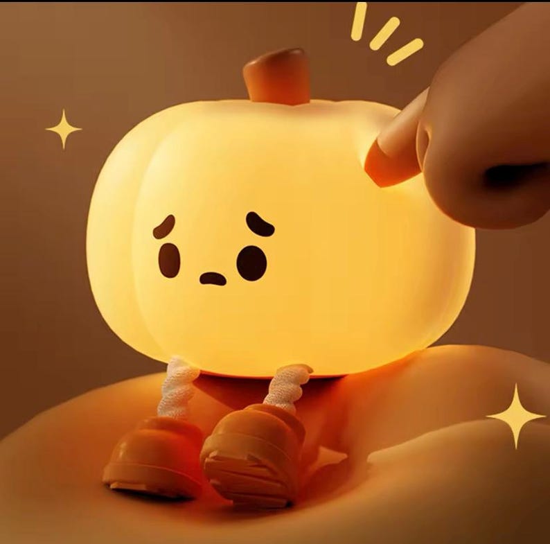 Halloween Pumpkin Night Light Cute Soft Silicone Safe Lamp Decorations ...
