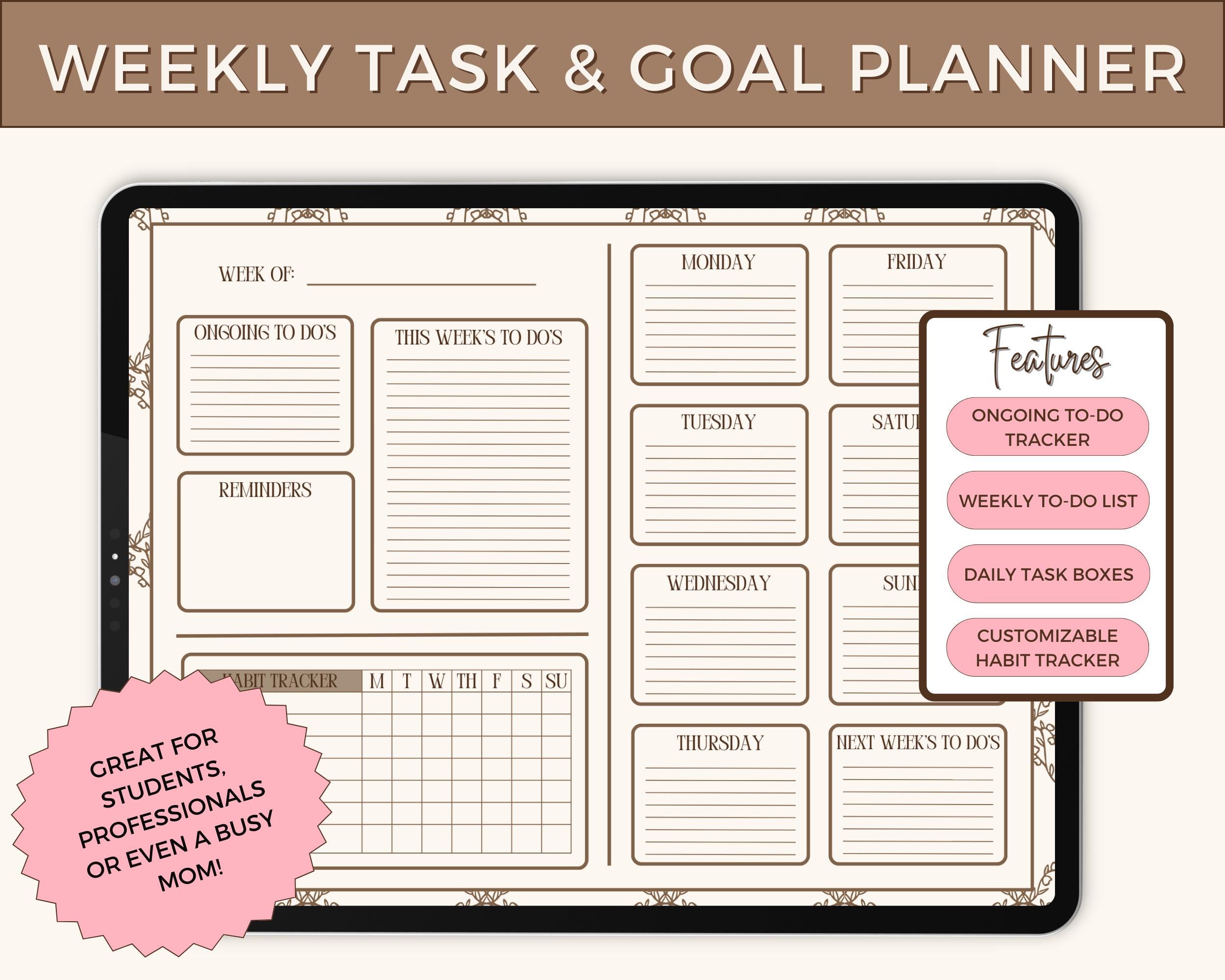 Aesthetic Weekly Planner | Vintage | Digital & Printable | Single Page ...