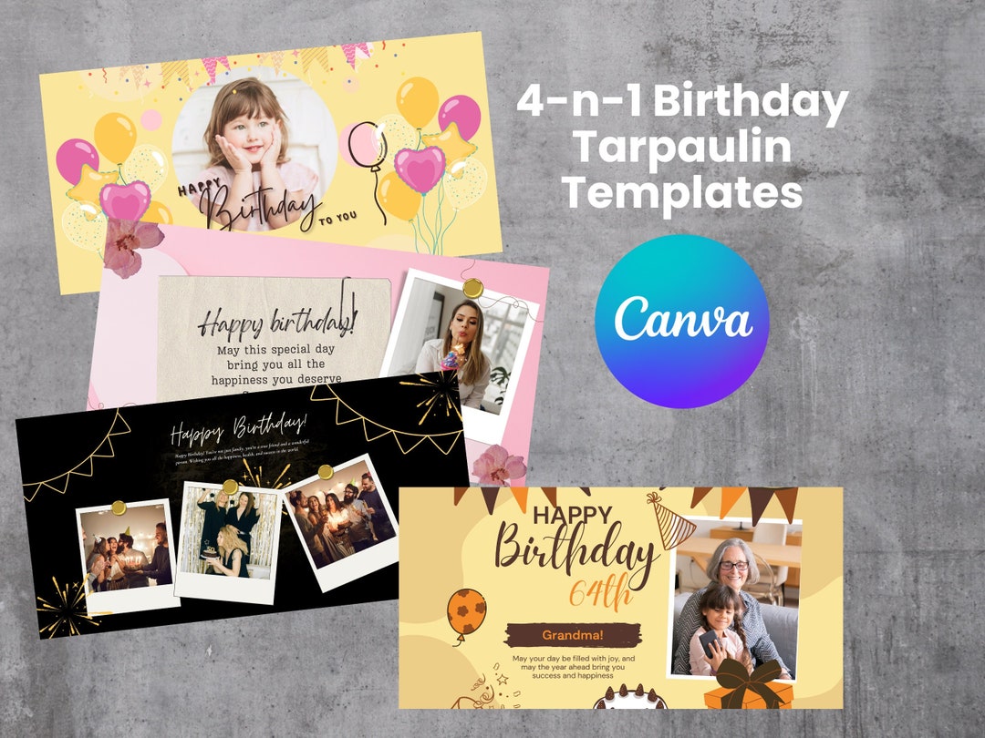 4-n-1 Editable Birthday Tarp Template Designs - Etsy