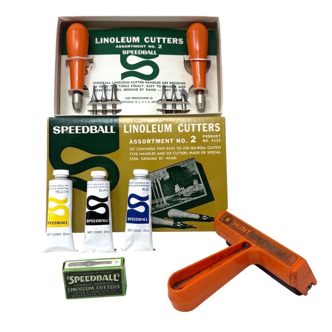Vintage Hunt Speedball & Fiskars Printmaking Tools Brayers, Linoleum ...