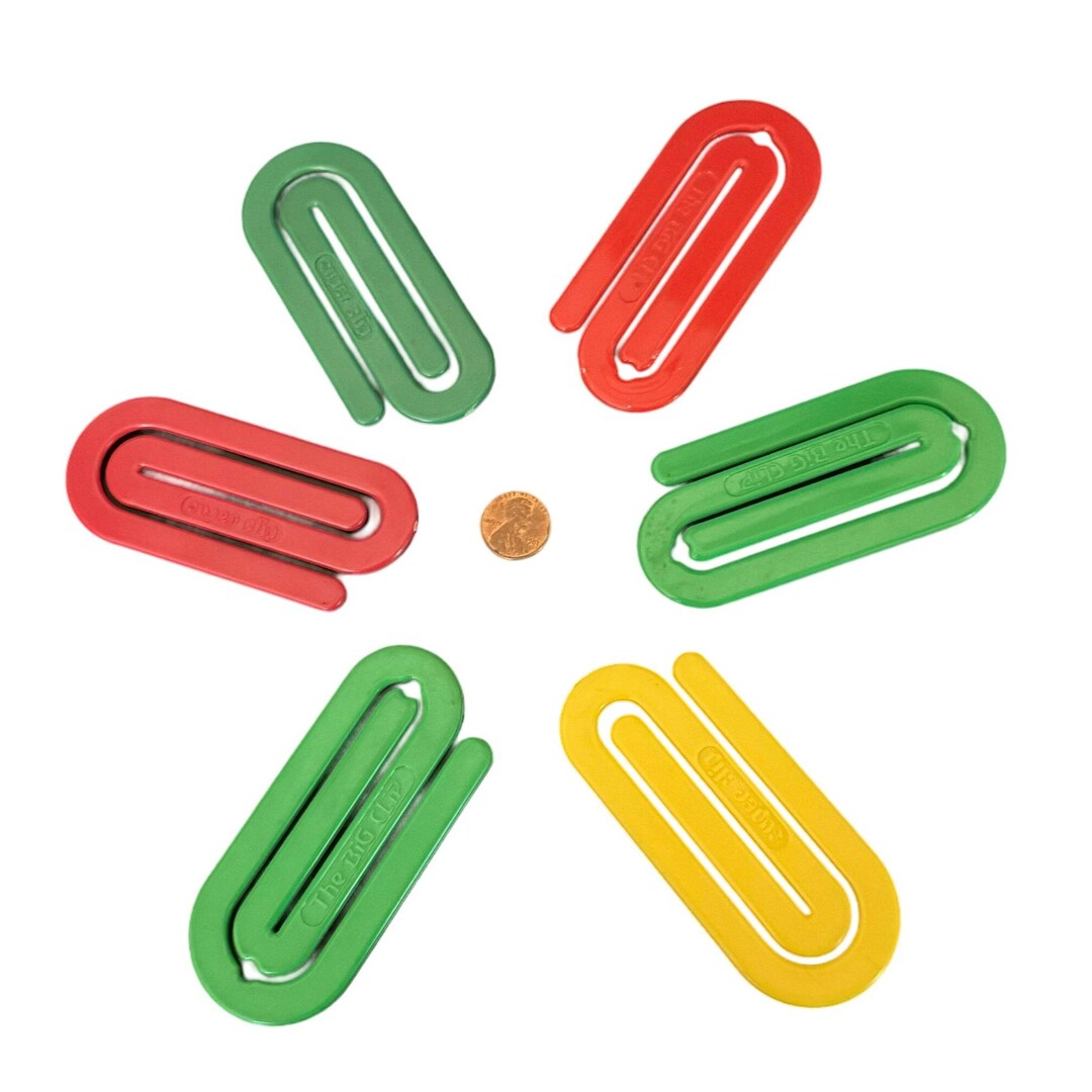 Vintage Jumbo Paper Clips: 1980s Red, Yellow & Green Super Clips - Etsy UK